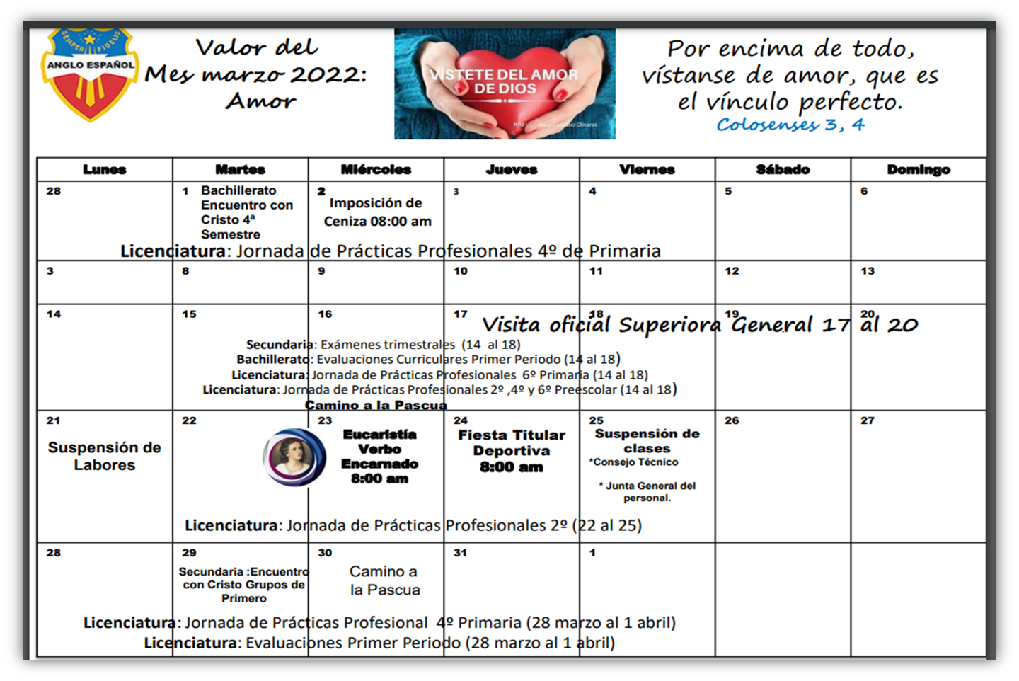 Calendario de actividades marzo 2022 – IAE